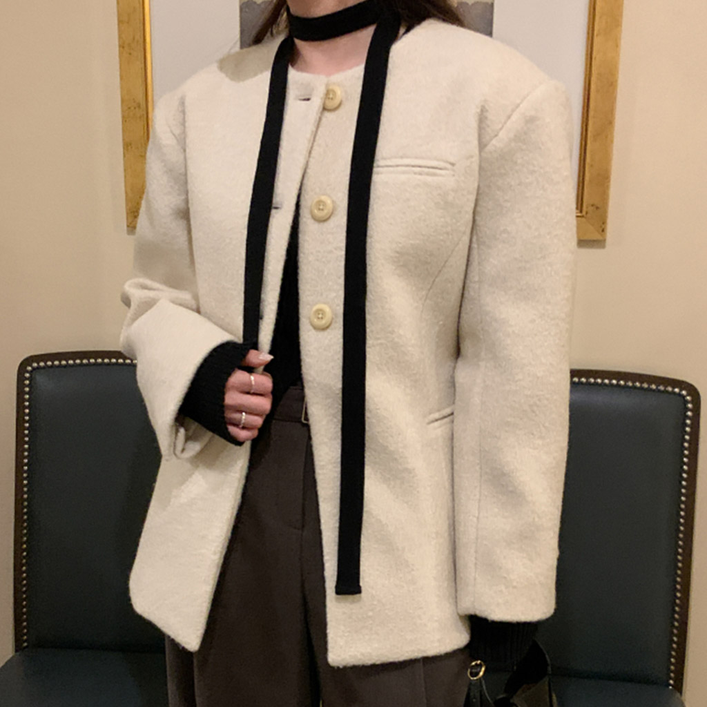 Terryウールオーバーサイズノーカラージャケット(2c) | ファッション通販サイト NUGU