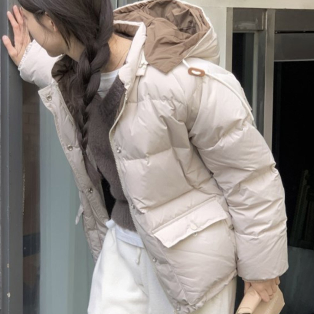 バイカラーオーバーサイズフード付きダウン(2c) | ファッション通販サイト NUGU