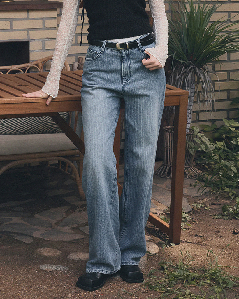 Izell Stripe Wide Denim Pants | ファッション通販サイト NUGU