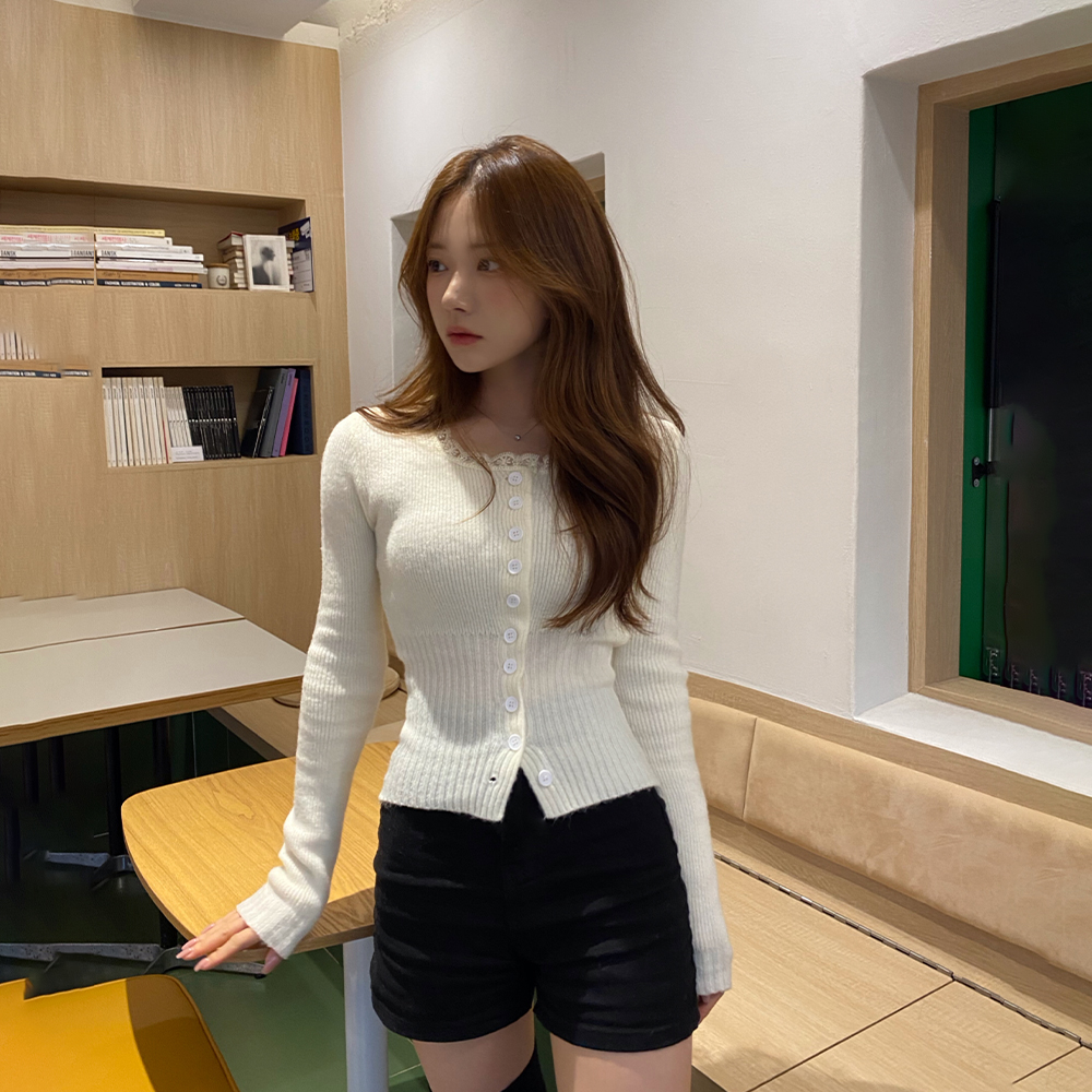[Influencer pick] Beylin Lace-Accent Wool Knit Cardigan | ファッション通販サイト NUGU