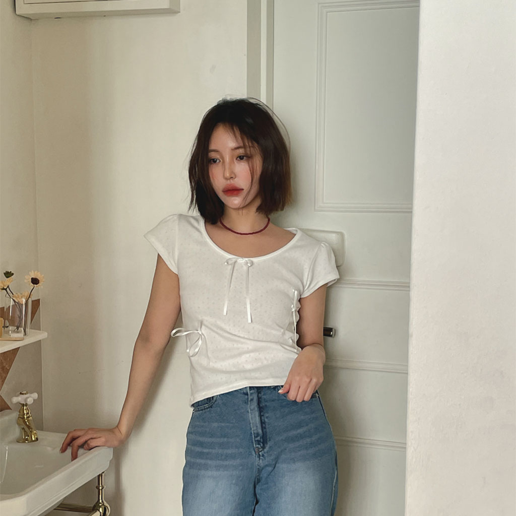 プチリボン半袖Tシャツ(3color) | ファッション通販サイト NUGU