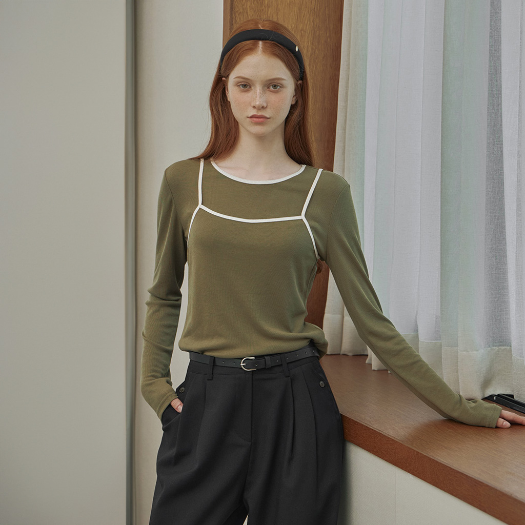 Centineo Color-Block Round T-Shirt & Sleeveless Top Set | ファッション通販サイト NUGU