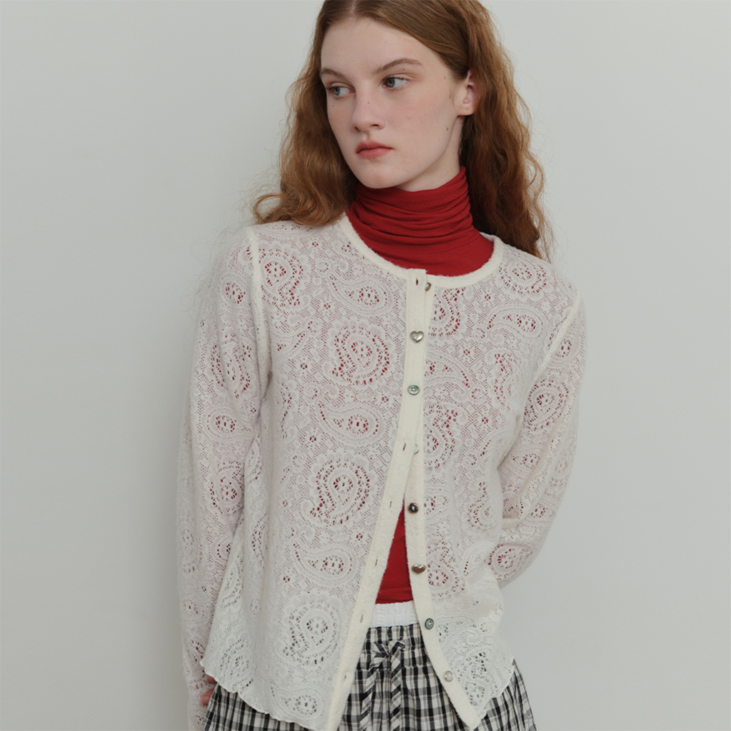 Flower Mix Button Cardigan - Ivory | ファッション通販サイト NUGU