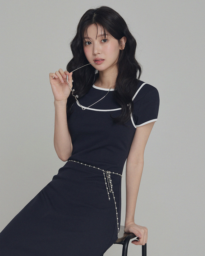 [Influencer Pick] Bevel color blocking t-shirt one piece set | ファッション通販サイト NUGU