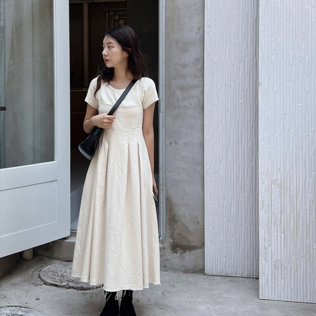 fray bustier long dress ops 2color | ファッション通販サイト NUGU