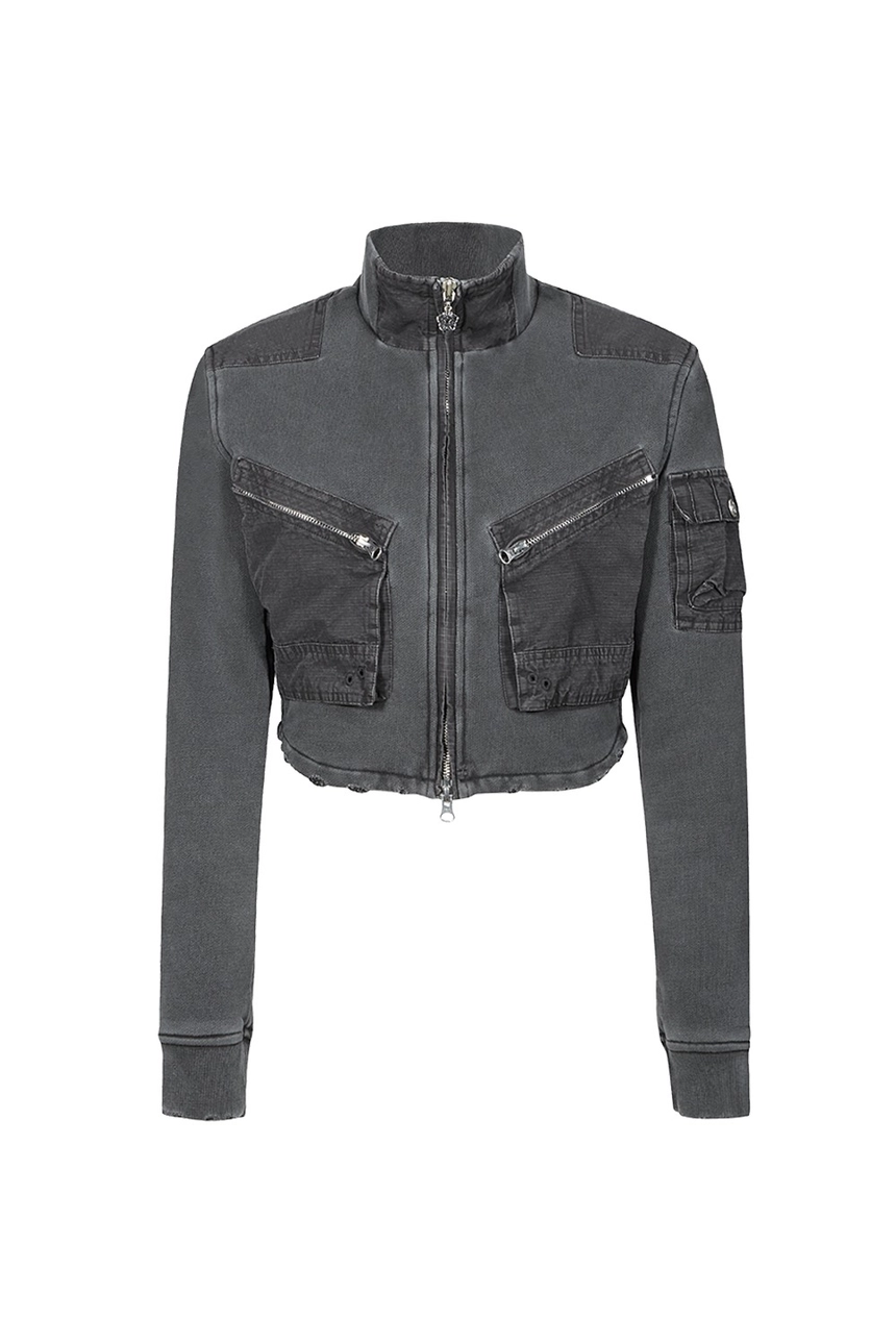 [Runway] Cotton Zip-up Cargo Jacket_Charcoal | ファッション通販サイト NUGU