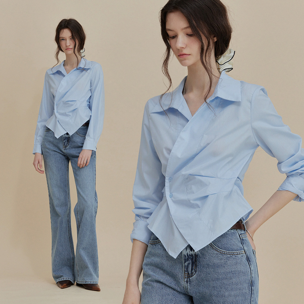 Chatty Wrap Unbalanced Shirt | ファッション通販サイト NUGU