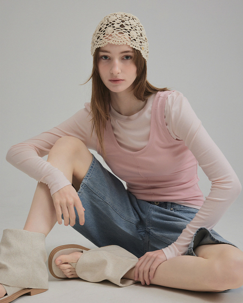 [Influencer Pick] Mayno Color-block T-shirt & Sleeveless Set | ファッション通販サイト NUGU