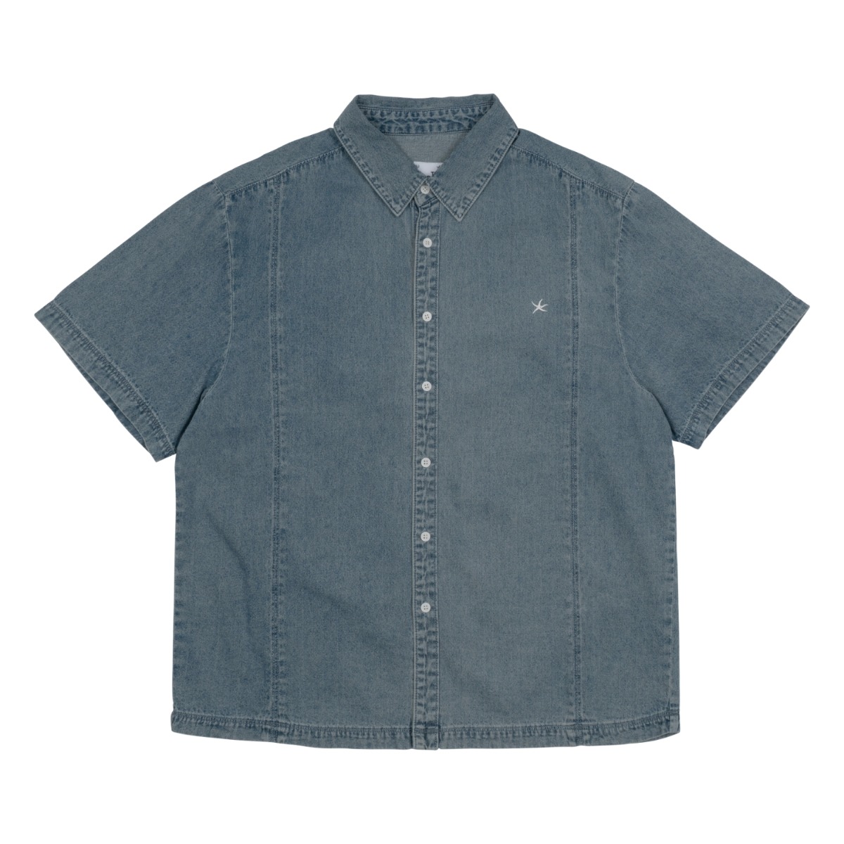 TCM mini logo denim half shirts (blue) | ファッション通販サイト NUGU