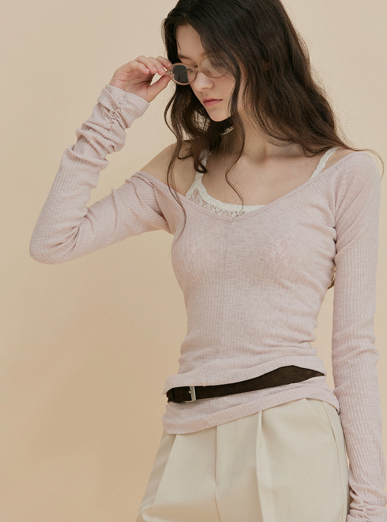 Morren Slim V-Neck Ribbed Tee | ファッション通販サイト NUGU