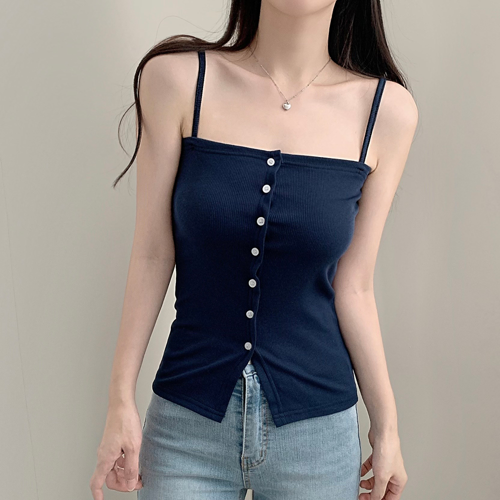 ボタンリブストレートロングキャミソール(7color) | ファッション通販サイト NUGU