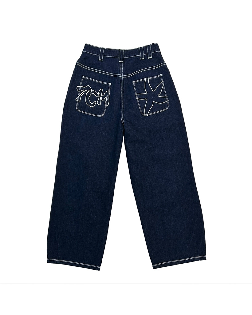 TCM back logo denim pants (navy) | ファッション通販サイト NUGU