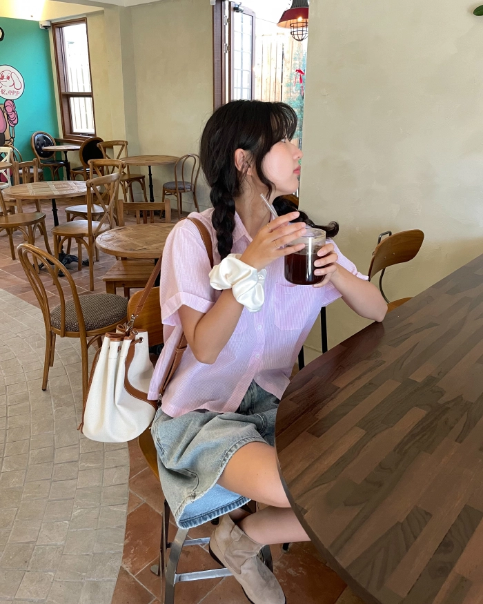 ストライプ半袖シャツ(4color) | ファッション通販サイト NUGU