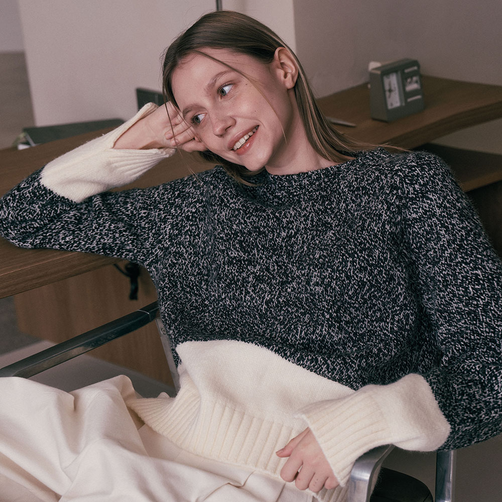 AR_Two tone point knit sweater_2color | ファッション通販サイト NUGU