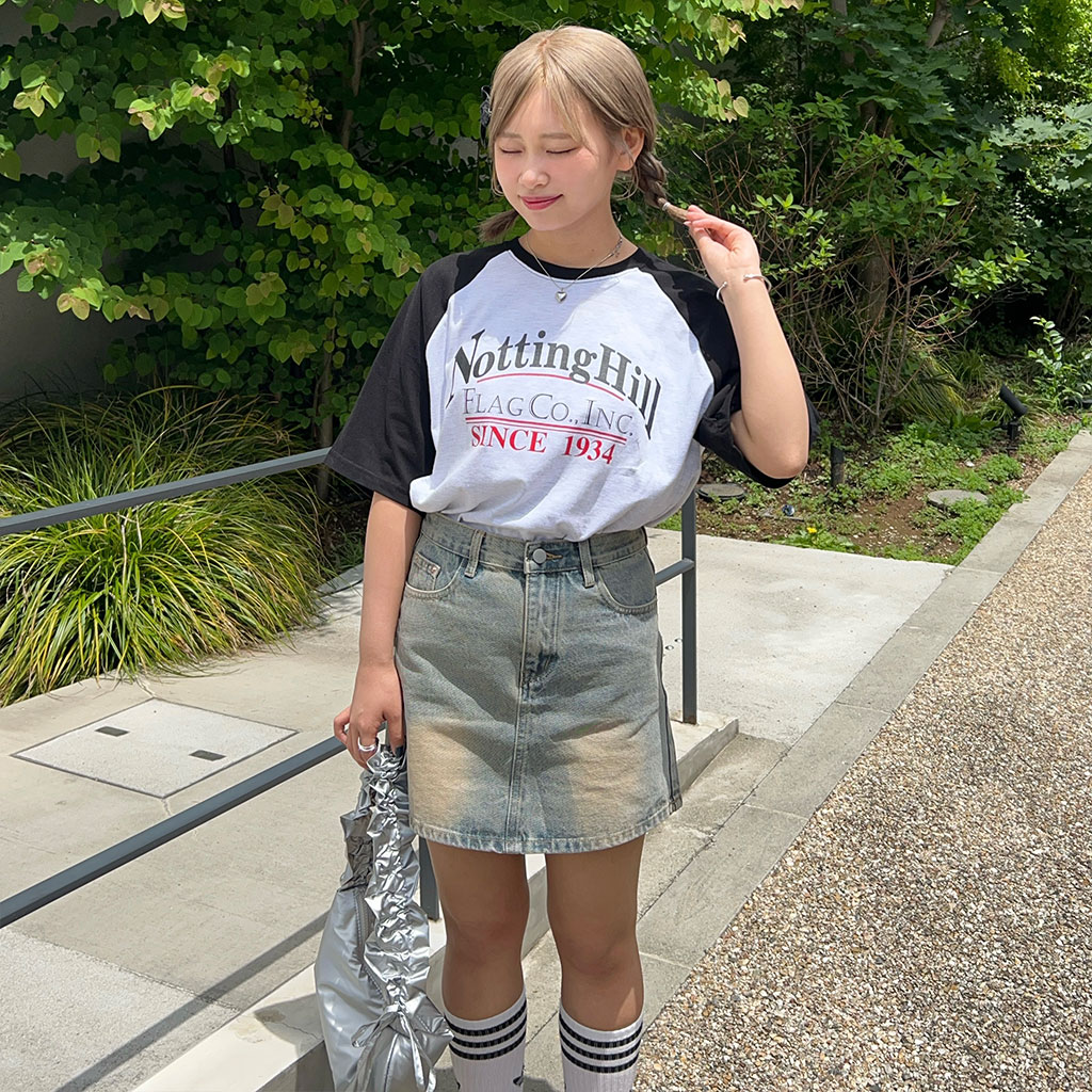 (unisex)カラーリング袖レタリングTシャツ | ファッション通販サイト NUGU