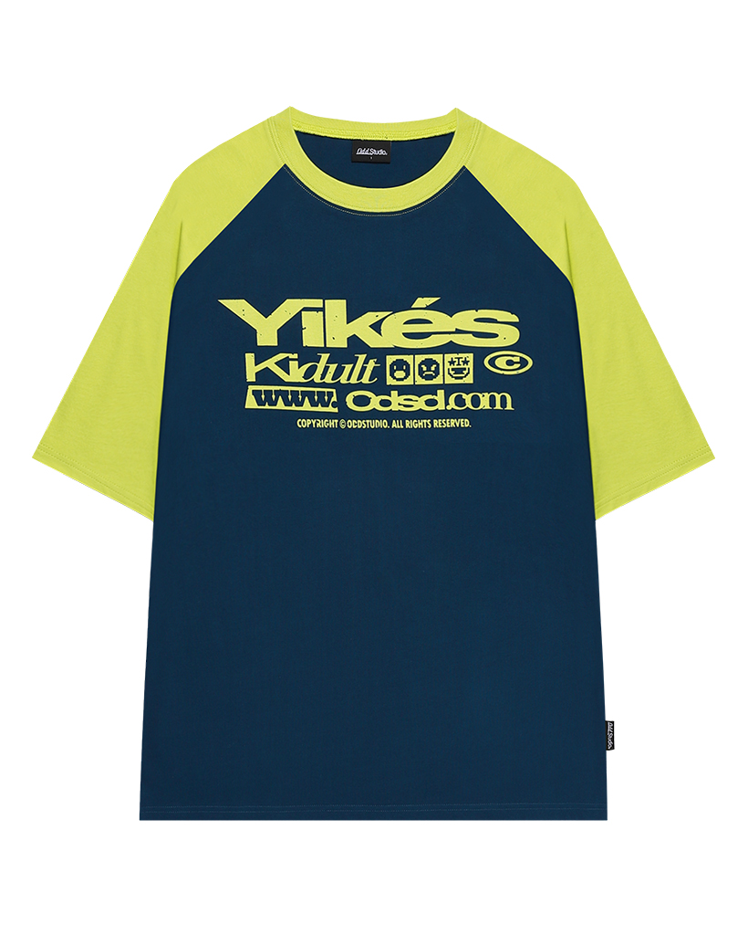 Yikes Logo Raglan Graphic Overfit T-shirt - NAVY / LIME | ファッション通販サイト NUGU