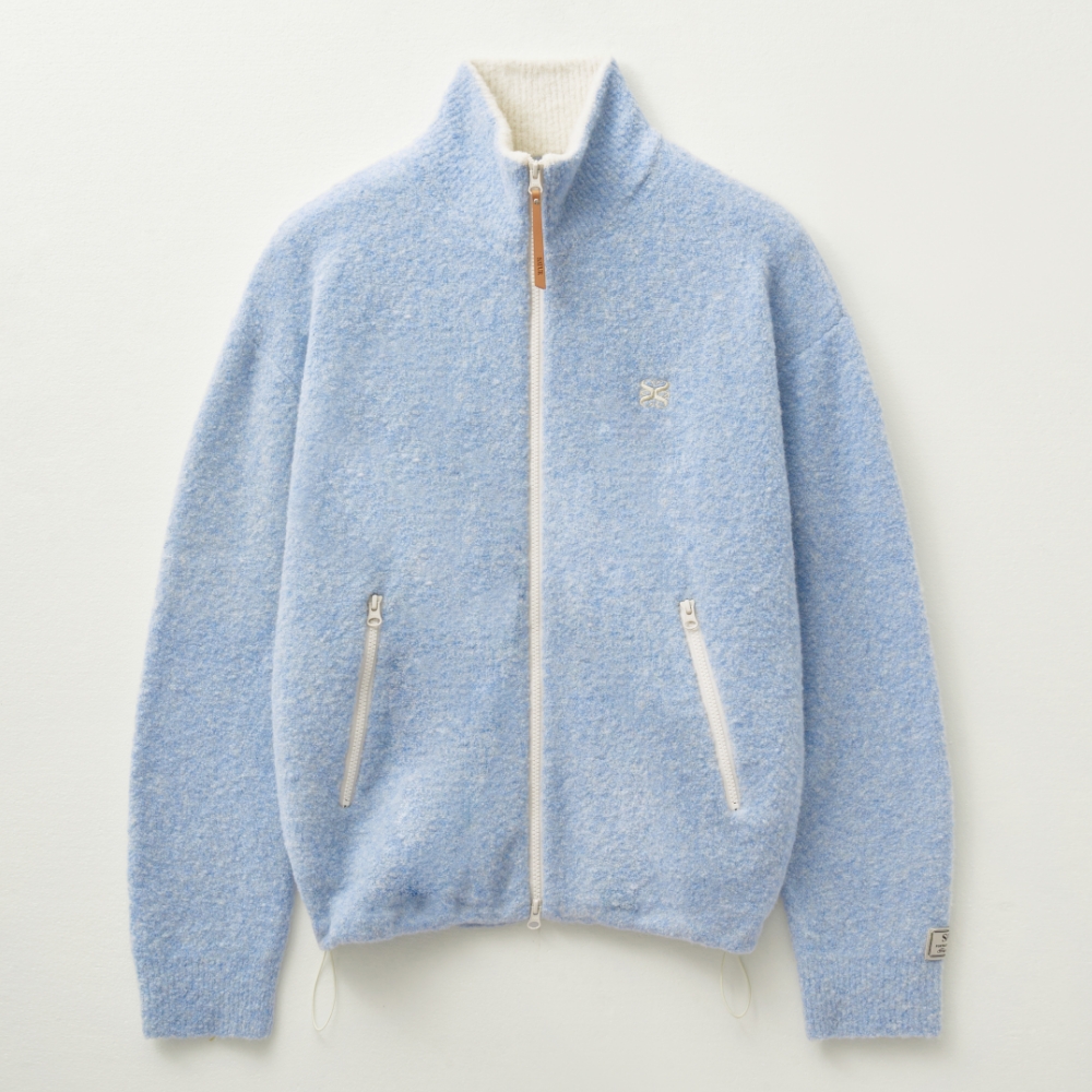 Fluffy Wool Fleece Knit Zip-up - Sky Blue | ファッション通販サイト NUGU