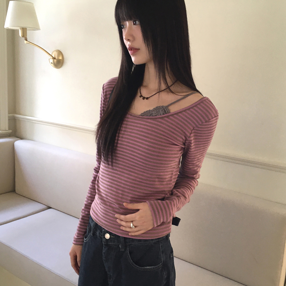 ヴィンテージストライプUネック長袖Tシャツ | ファッション通販サイト NUGU