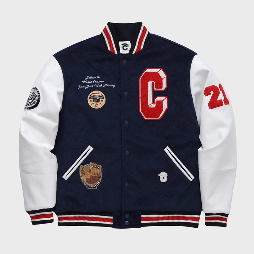 Grand Baseball Navy & White Unisex Varsity Jacket | ファッション通販サイト NUGU