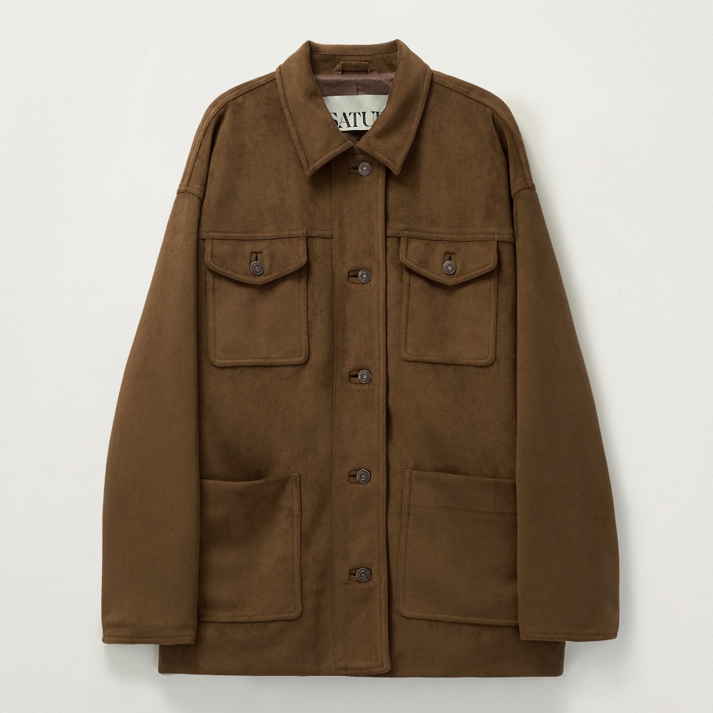 (W) Loose Fit Open Collar Jacket - Camel | ファッション通販サイト NUGU
