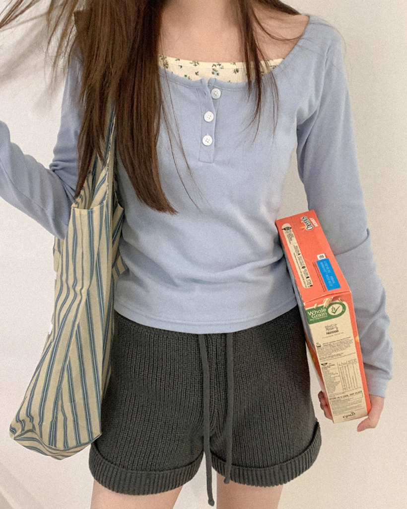 (set) フラワーレイヤードボタンTシャツ | ファッション通販サイト NUGU