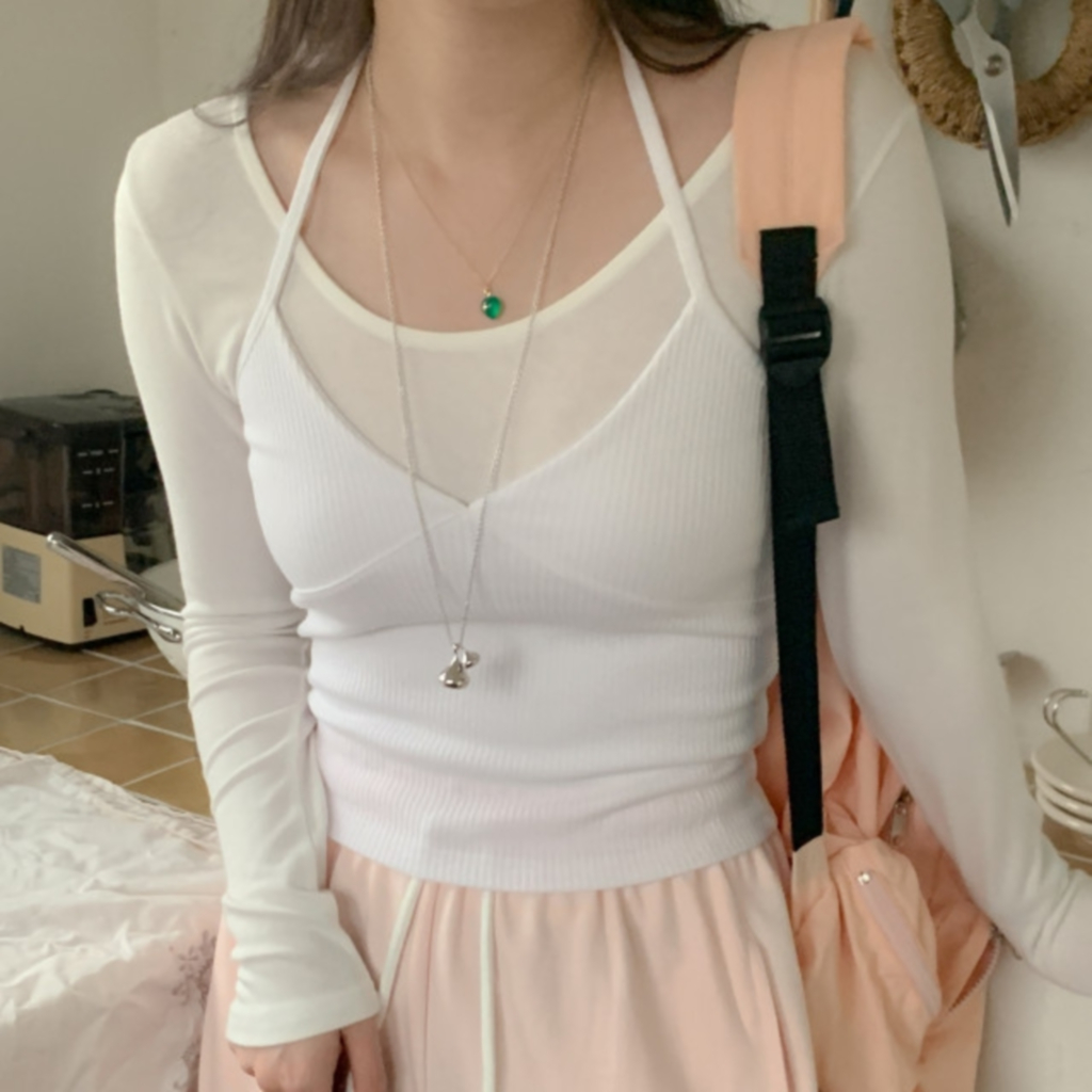 [SET] バレエコアホルターネックTシャツノースリーブセット(2c) | ファッション通販サイト NUGU