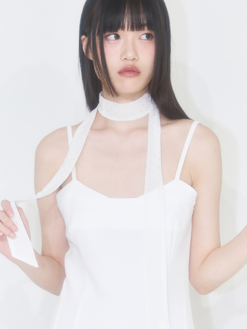 Dot Layered Scarf White | ファッション通販サイト NUGU