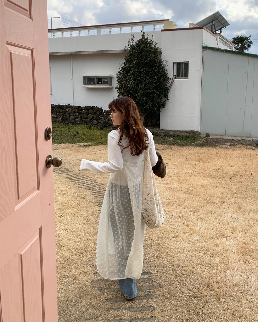 フラワーシースルーロングワンピース | ファッション通販サイト NUGU