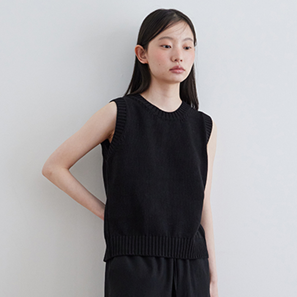 Reversible sleeveless cardigan_BLACK | ファッション通販サイト NUGU