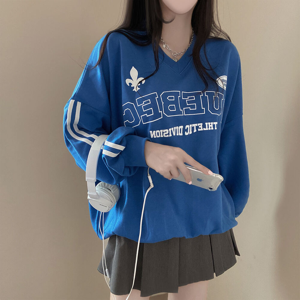 (2color/Y2K)Vネックルーズスウェット | ファッション通販サイト NUGU