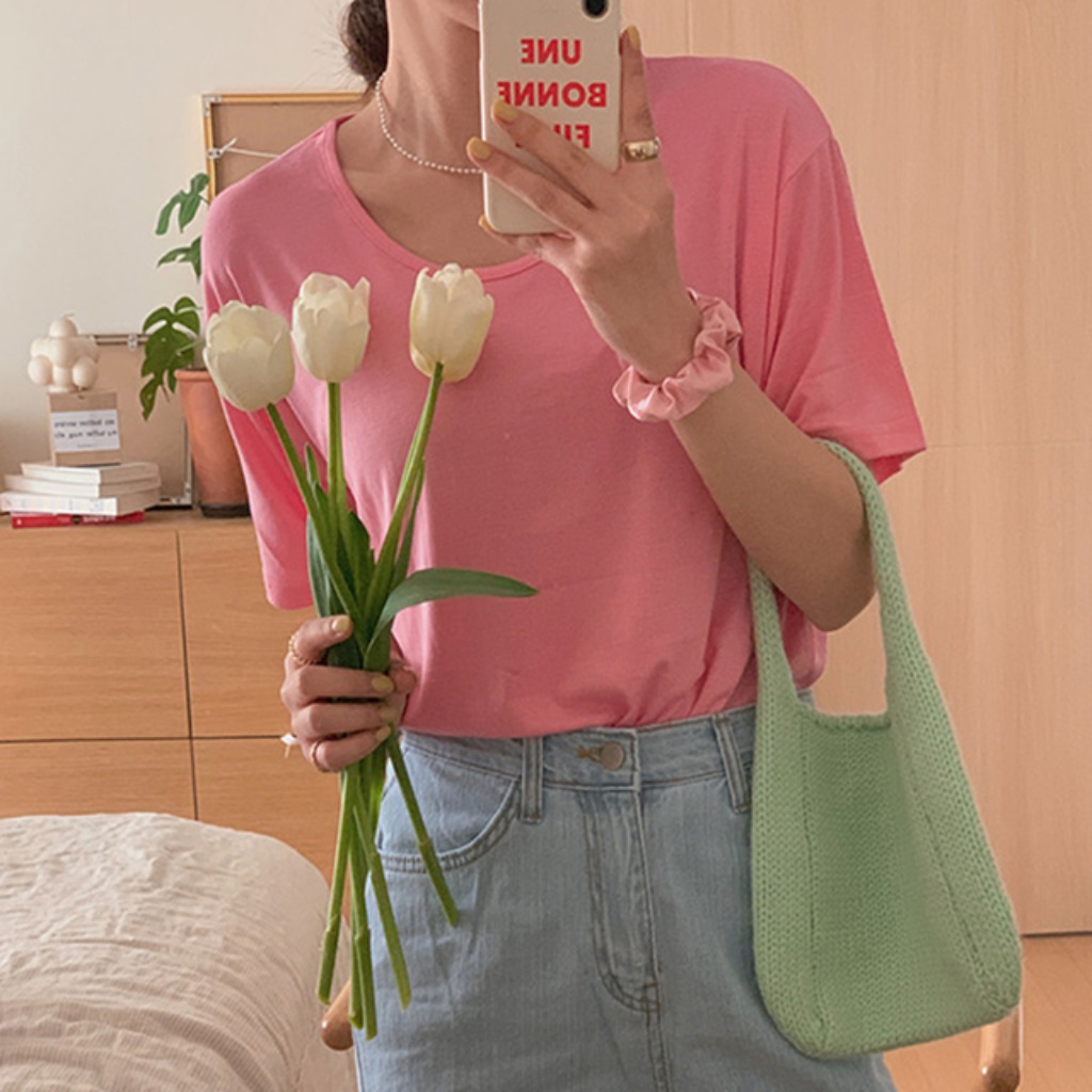 (7color)celer summer u neck short sleeved t-shirt | ファッション通販サイト NUGU