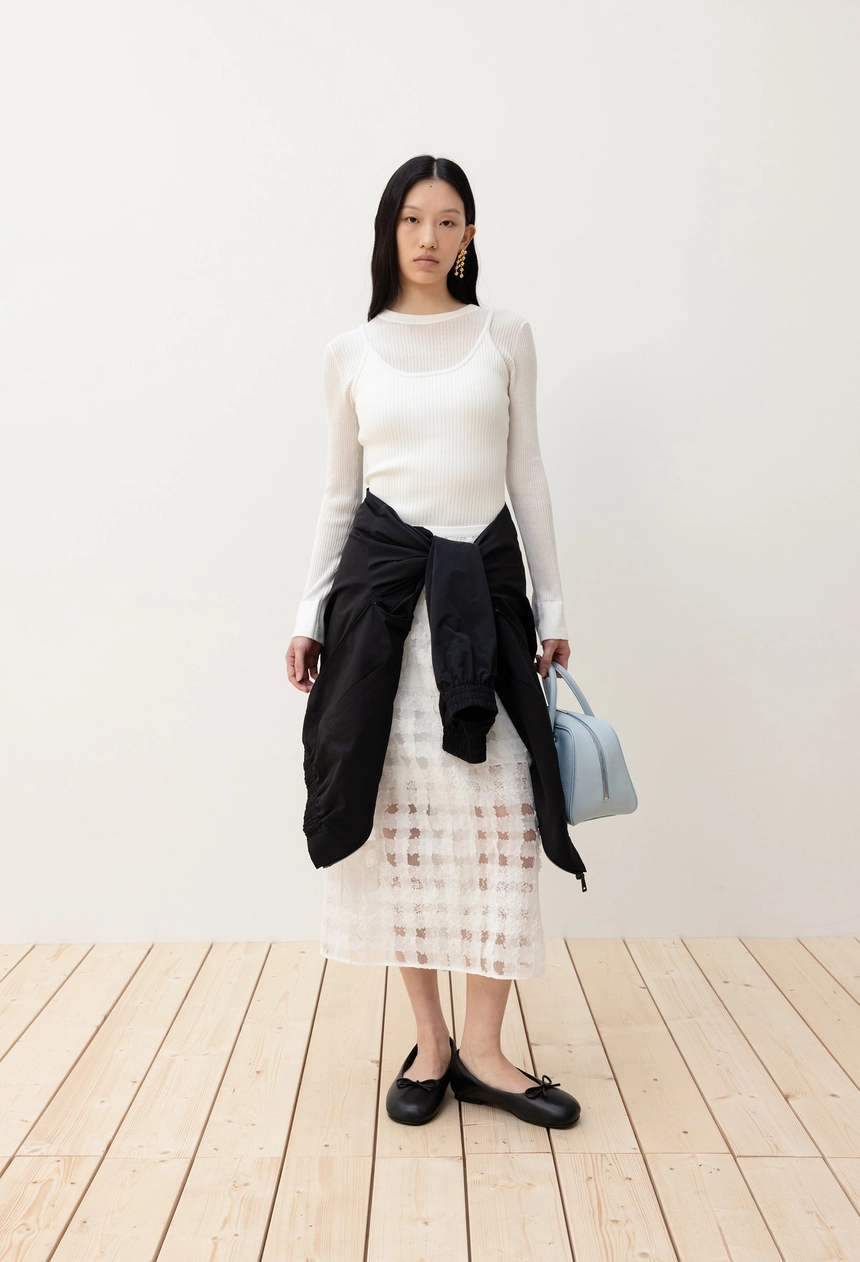 Ribbed Sleeveless Knitted Top Ivory | ファッション通販サイト NUGU