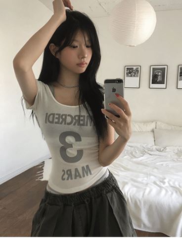 [3color]シースルーUネック半袖Tシャツ | ファッション通販サイト NUGU