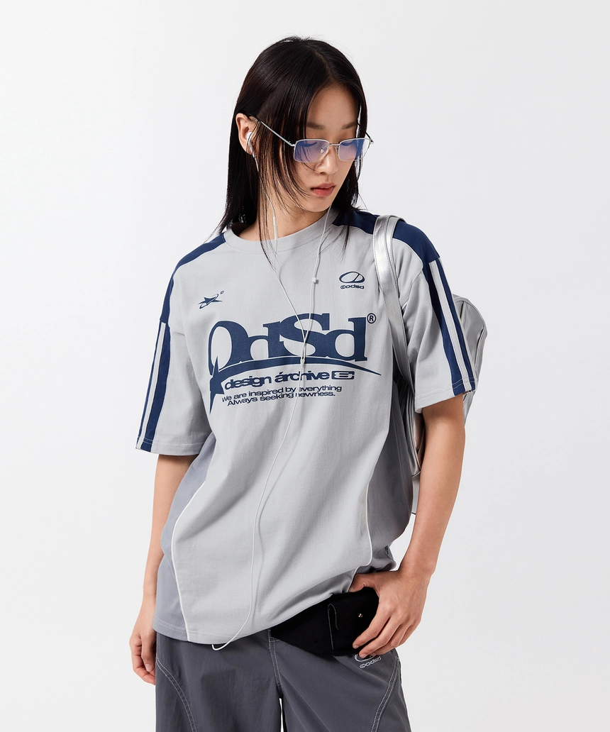 Odsd Sporty Color Block Overfit T-shirt - LIGHT GRAY | ファッション通販サイト NUGU