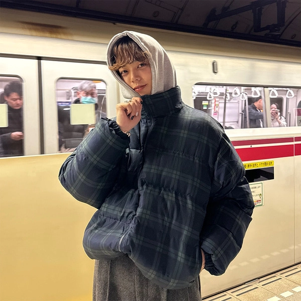 (ユニセックス）チェックパディングジャンパー | ファッション通販サイト NUGU