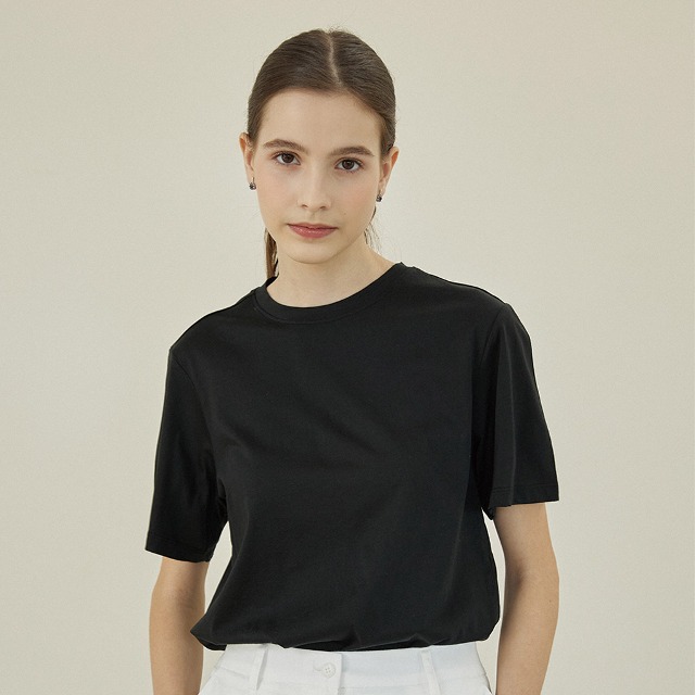 Basic Silk Natural T-Shrts [BLACK] | NUGU