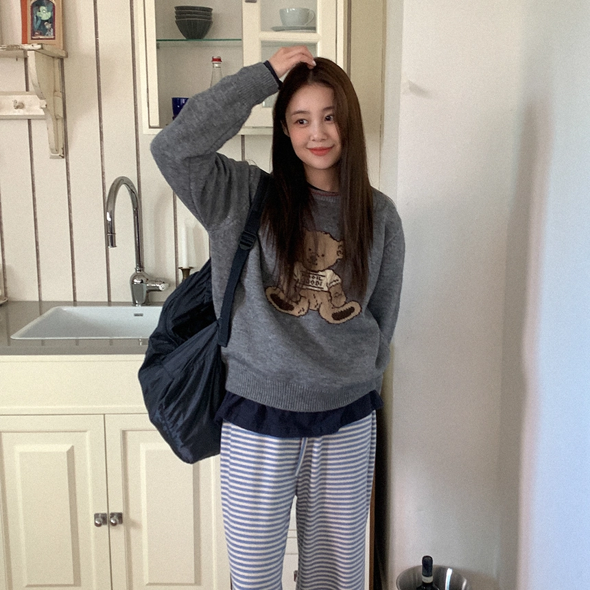 (1color)ラウンドネックニット | ファッション通販サイト NUGU