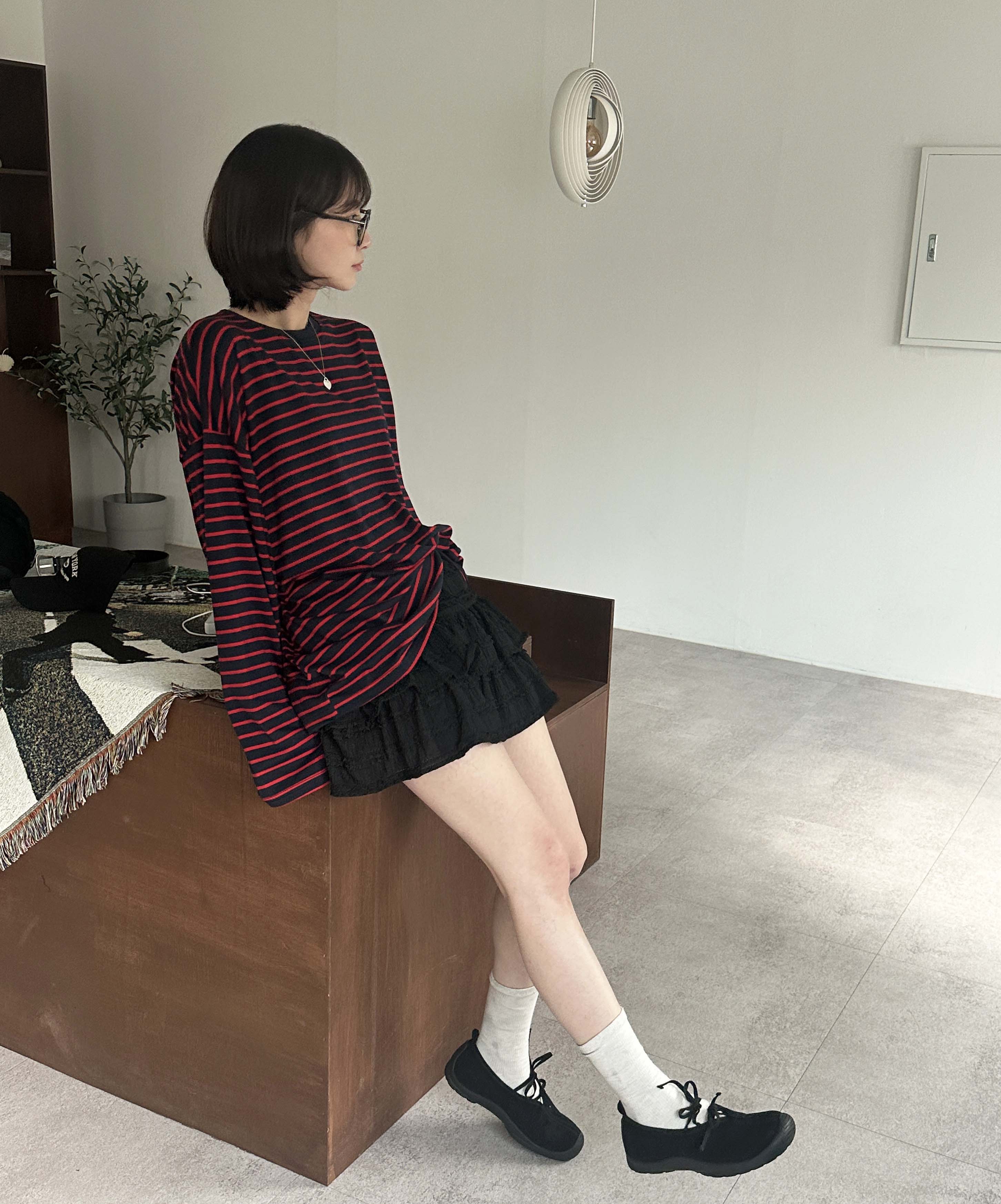 [2color]ルーズフィットストライプ長袖Tシャツ | ファッション通販サイト NUGU