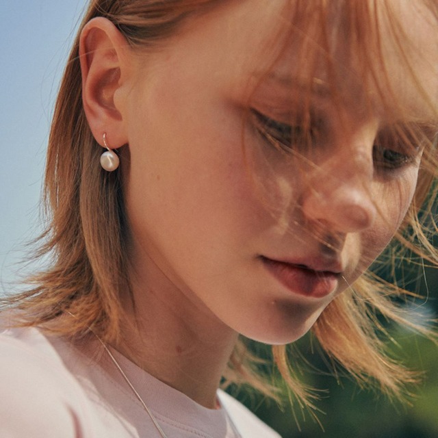 [925 silver] deux.silver.136 / etre pearl pierce (2size) | NUGU