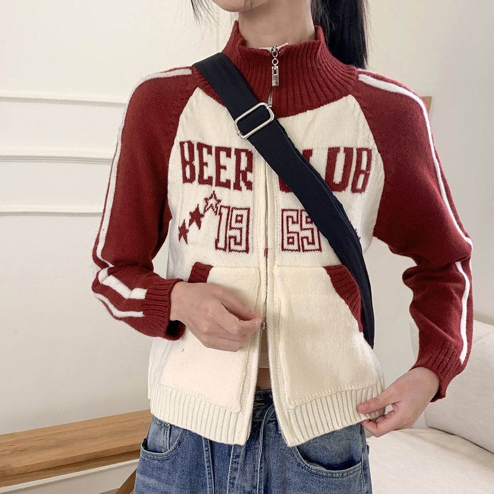 Y2K配色ヴィンテージレタリング2WAYクロップドニットカーディガン | ファッション通販サイト NUGU