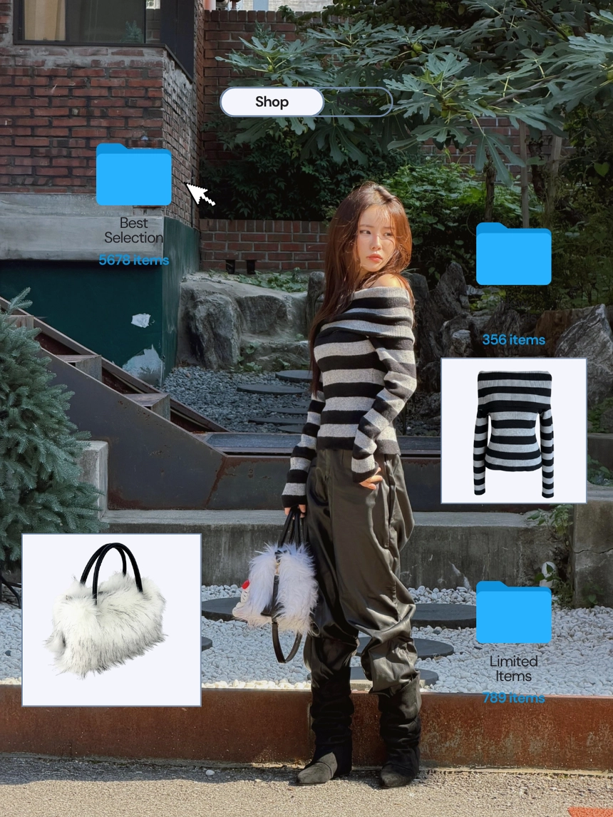 ボーダーオフショルニット | ファッション通販サイト NUGU