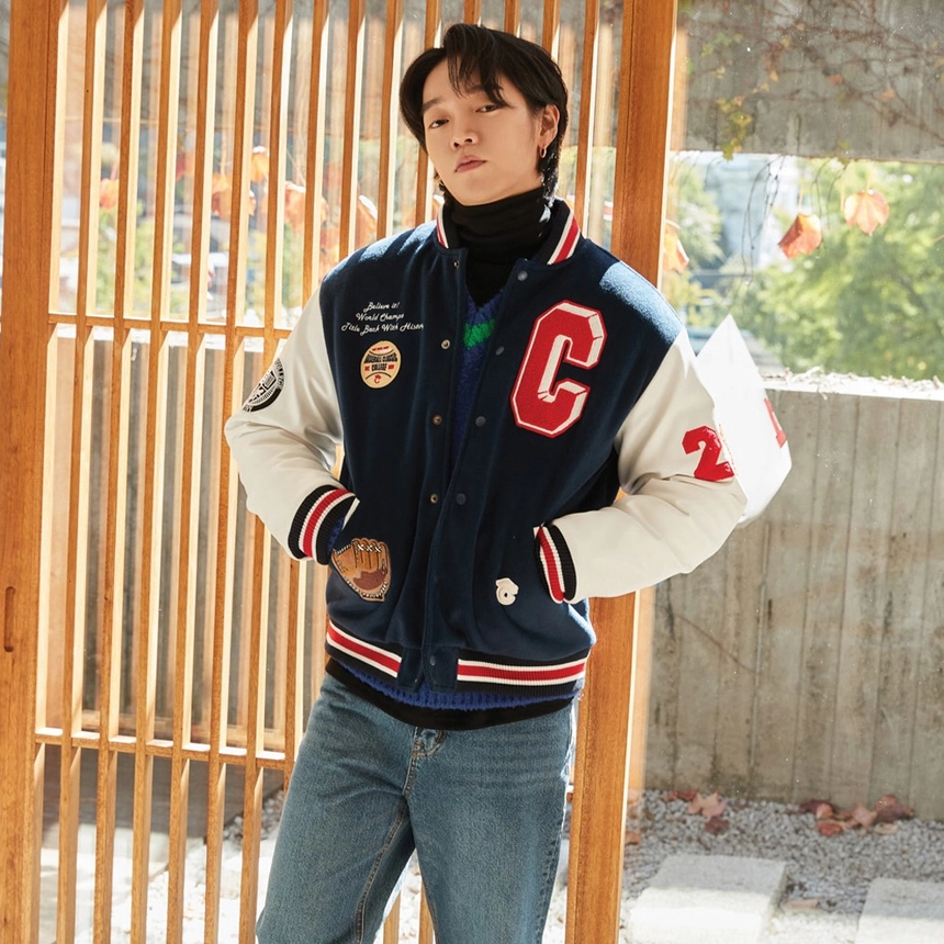 Grand Baseball Navy & White Unisex Varsity Jacket | ファッション通販サイト NUGU