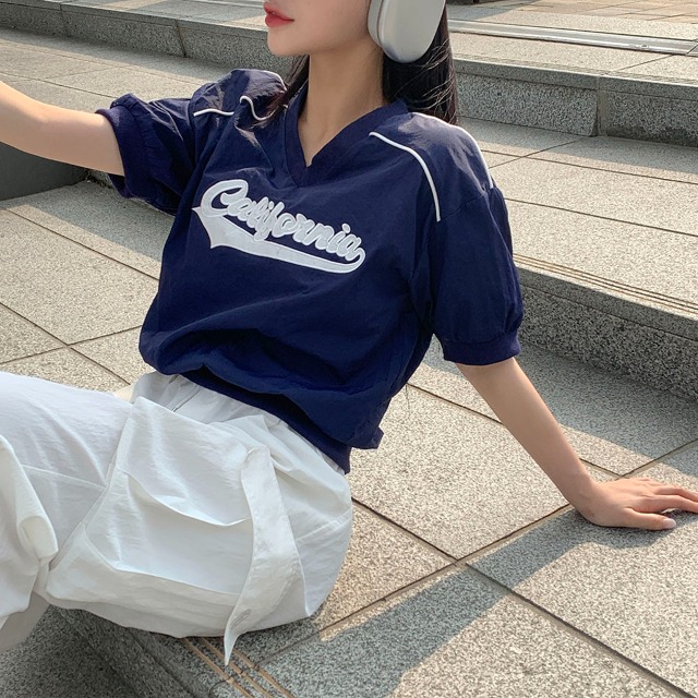 [2カラー/y2k]Vネック アノラック 半袖Tシャツ | ファッション通販サイト NUGU