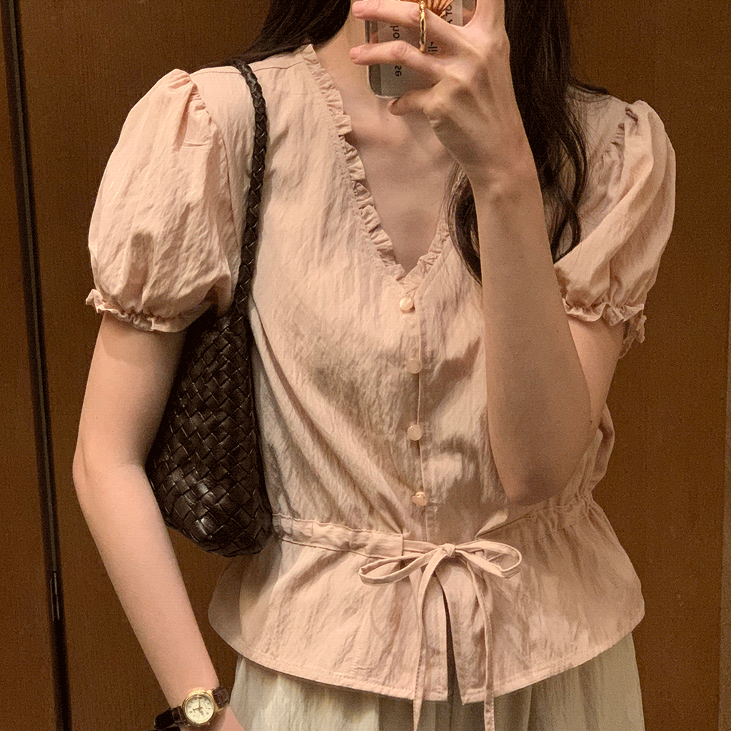 ストラップVネックフリルブラウス3color | ファッション通販サイト NUGU