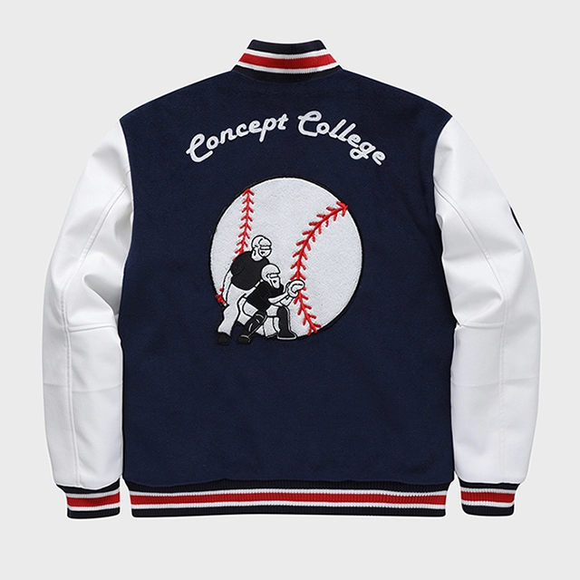 Grand Baseball Navy & White Unisex Varsity Jacket | ファッション通販サイト NUGU