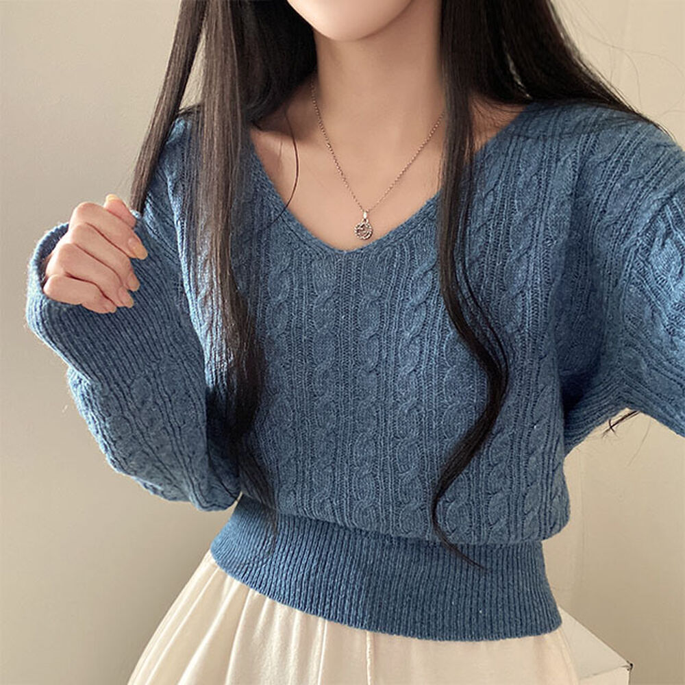 [7color] ツイストVネックデイリー長袖ニット | ファッション通販サイト NUGU