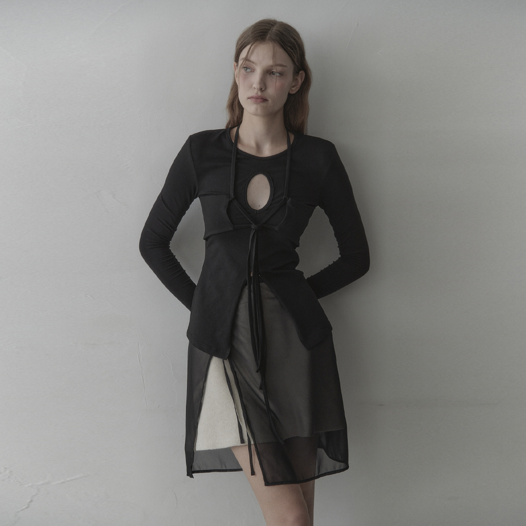 Dream string cut out black t shirt | ファッション通販サイト NUGU