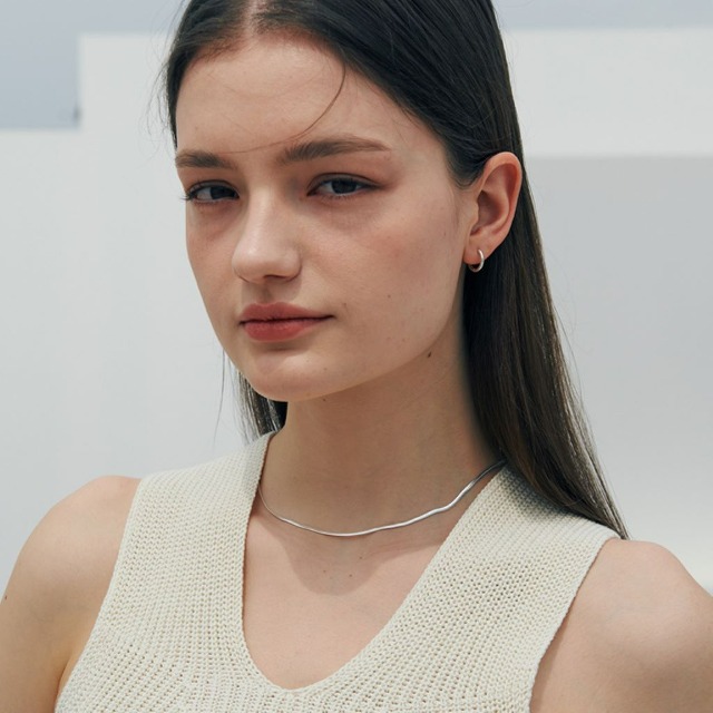 [925 silver] Un.silver.160 / flat soir necklace | NUGU