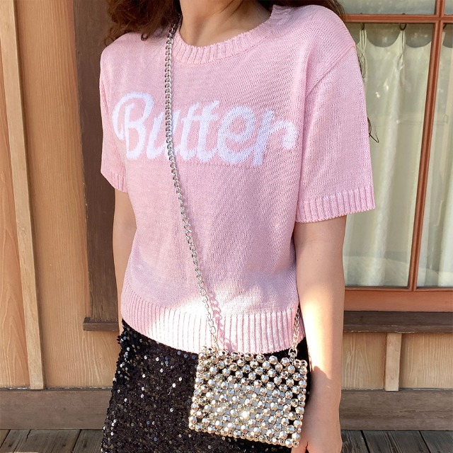 BUTTERレタリングニットTシャツ | ファッション通販サイト NUGU
