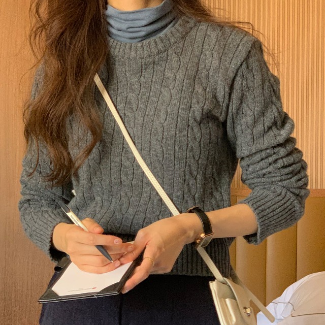 ケーブルUネックニット 3color! | ファッション通販サイト NUGU